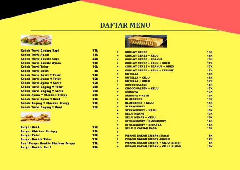 (Landscape) Daftar Menu Kebab | PDF