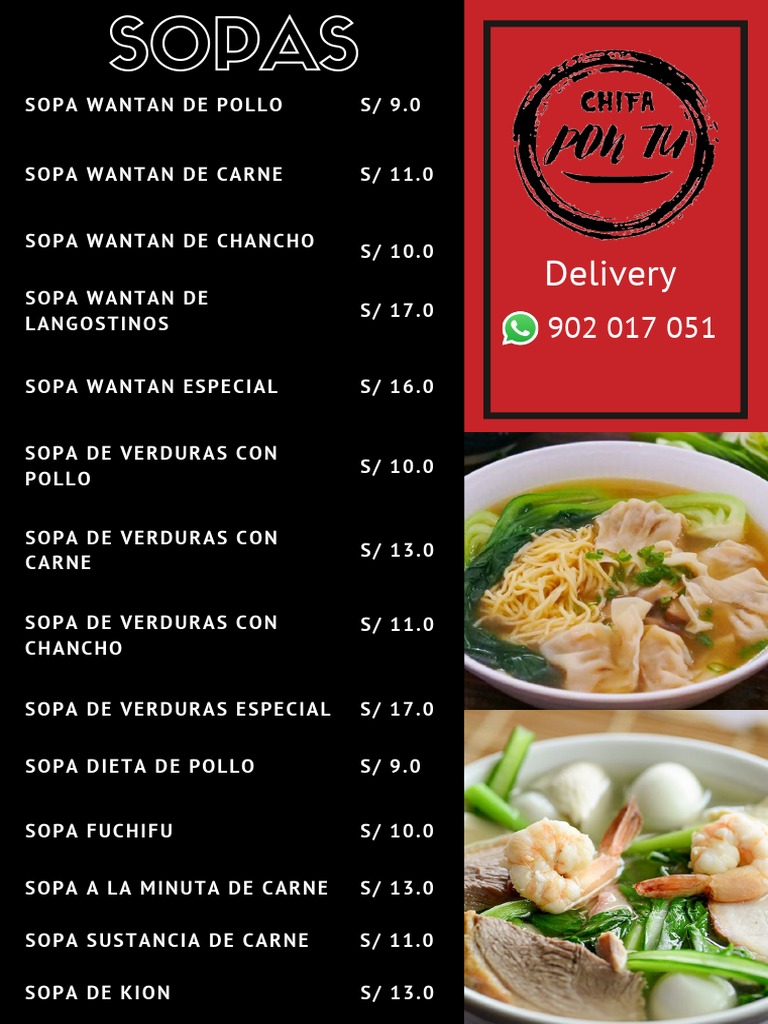 Carta Chifa PonTu2 | PDF | Cocina asiática | Comida regional y étnica