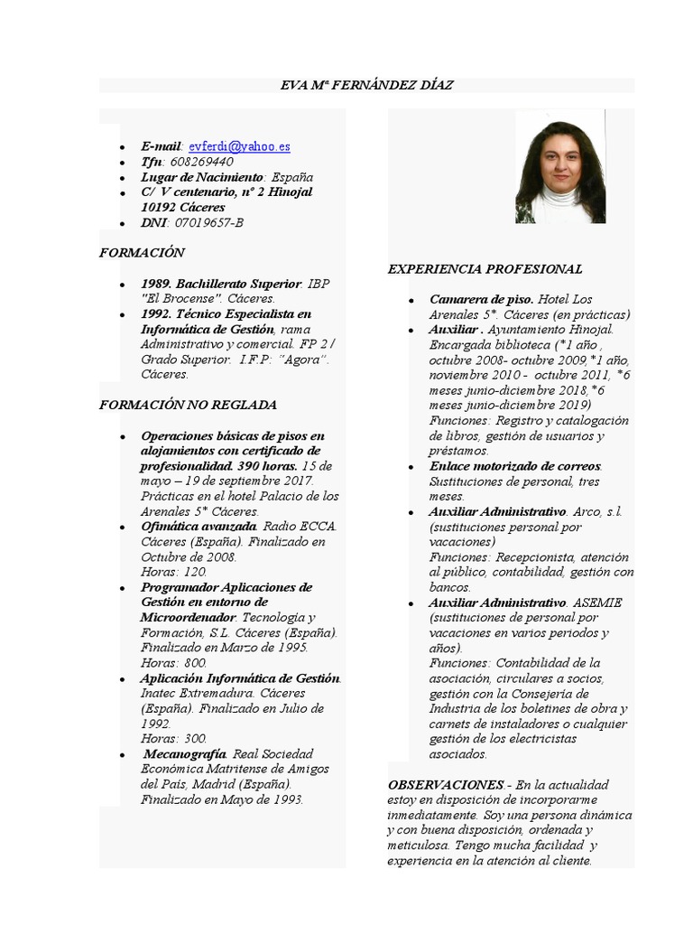 Curriculum Eva 2 | PDF | Informática | Edad de información