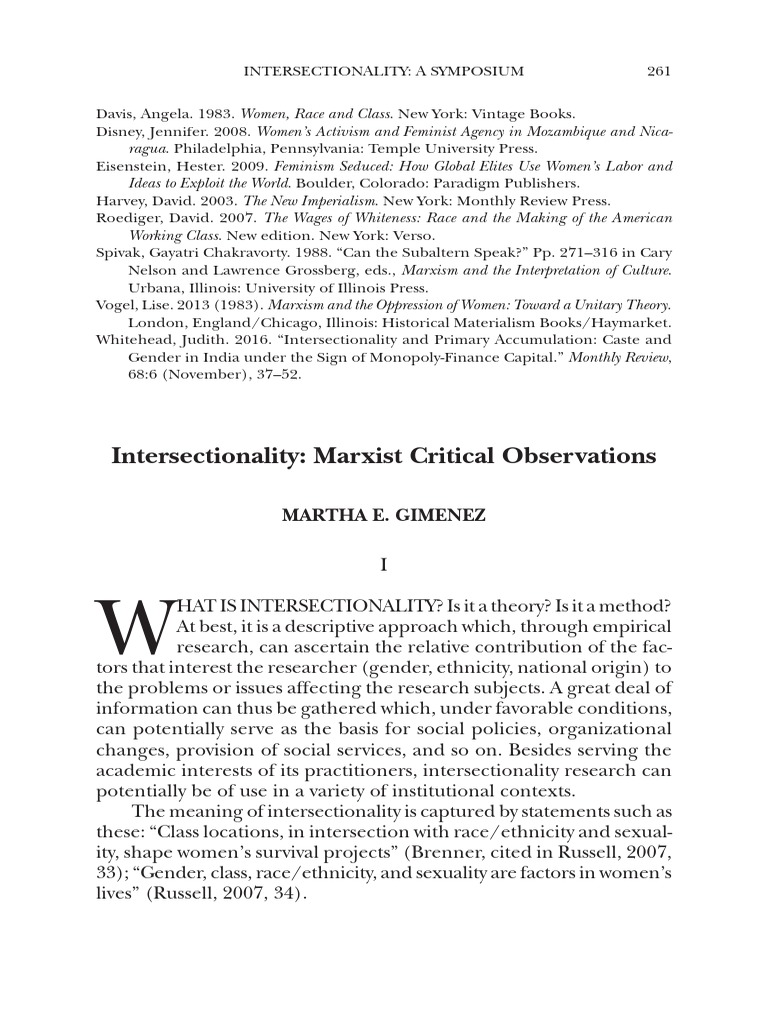 Intersectionality: Marxist Critical Observations | PDF | Intersectionality | Capitalism