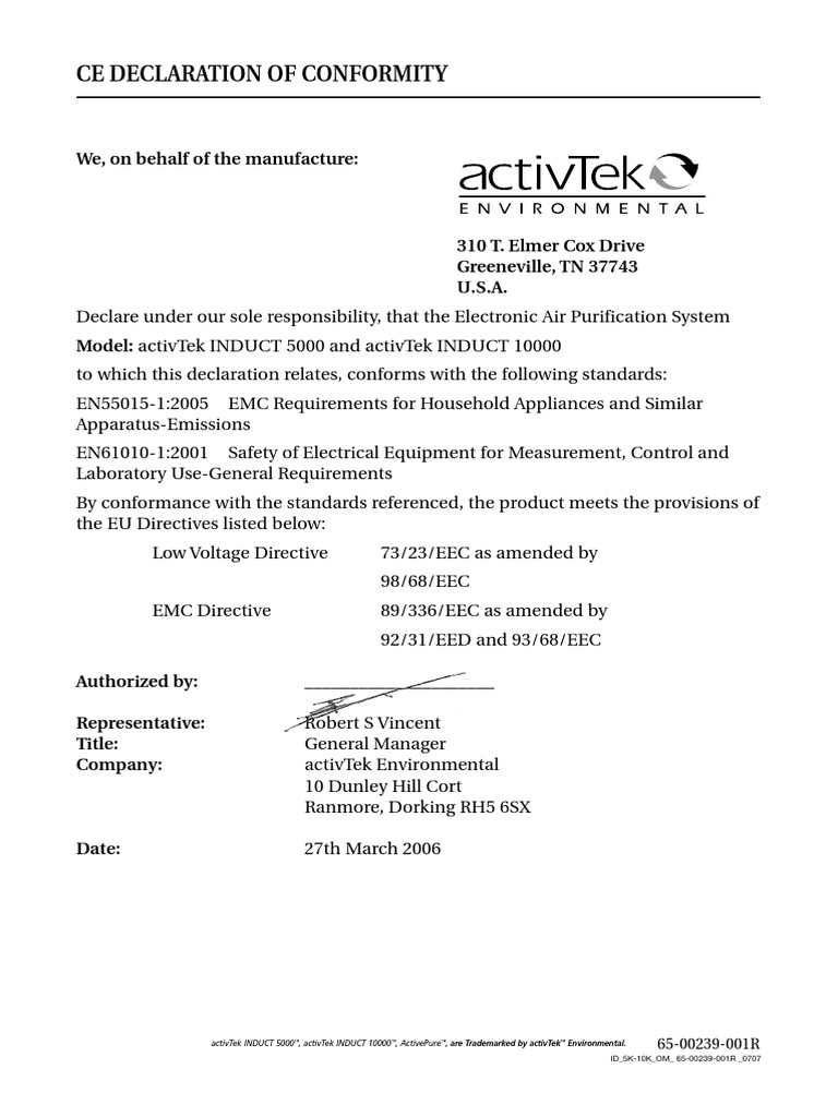 Activtek INDUCT 5000 & 10000 Owners Manual | PDF | Duct (Flow ...