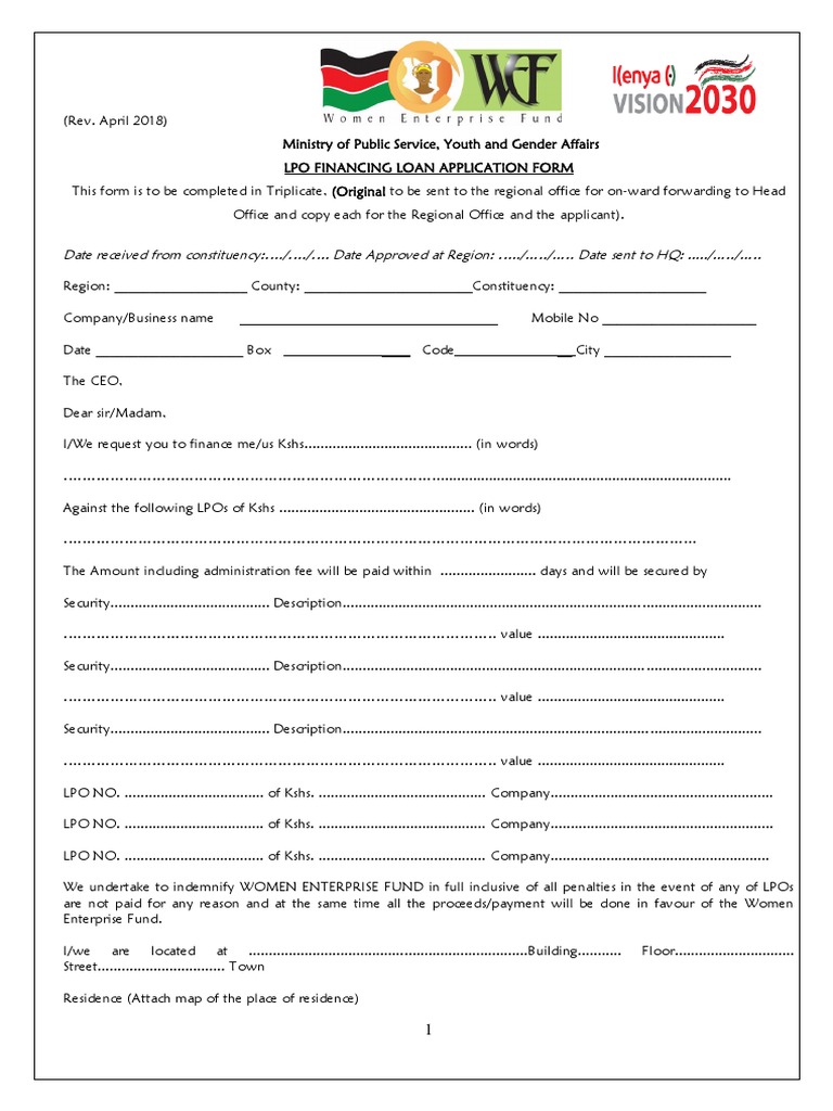 LPO Loan Application Form-Revised-2018 | PDF | Loans | Identity Document