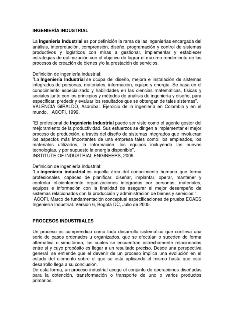 Procesos Industriales Pdf Ingeniería Industrial Ingeniería