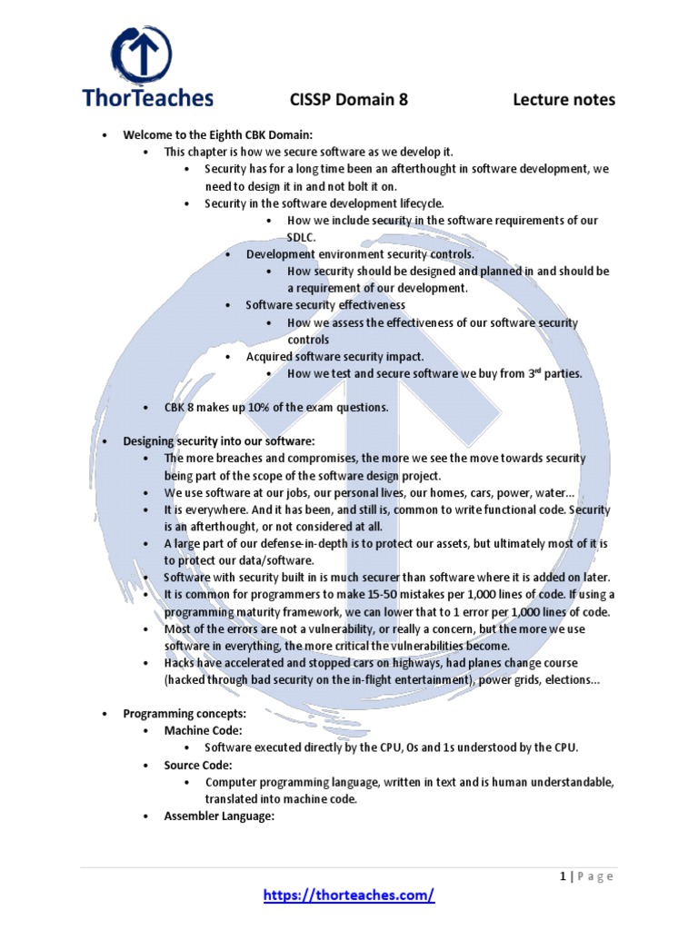 Thor Teaches Study Guide CISSP Domain 8 | PDF | Databases | Relational ...