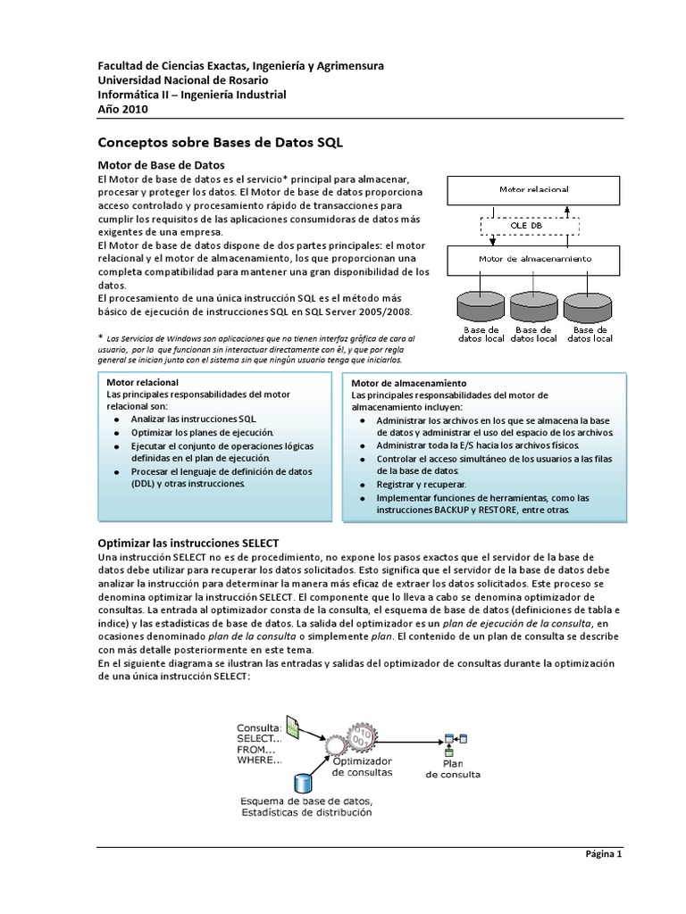 Motor de Base de Datos | PDF | SQL | Bases de datos