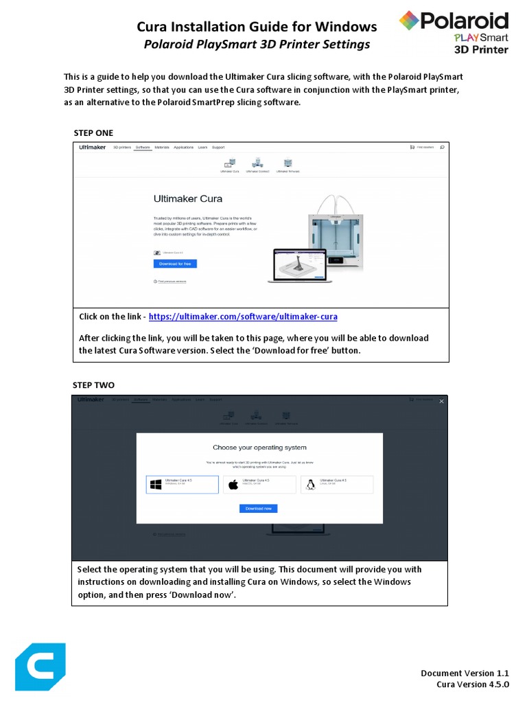 Cura Installation Guide - Windows (V1.1) | PDF | Microsoft Windows ...