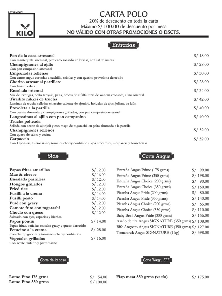 Kilo Carta | PDF | filete | Alimentos