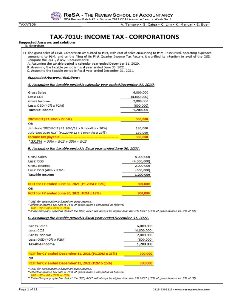 TAX-701U (Income Tax - Corporations) With Updates | PDF | Tax Deduction ...