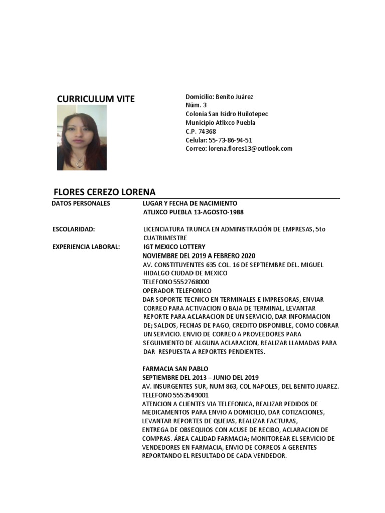 Lorena CV | PDF