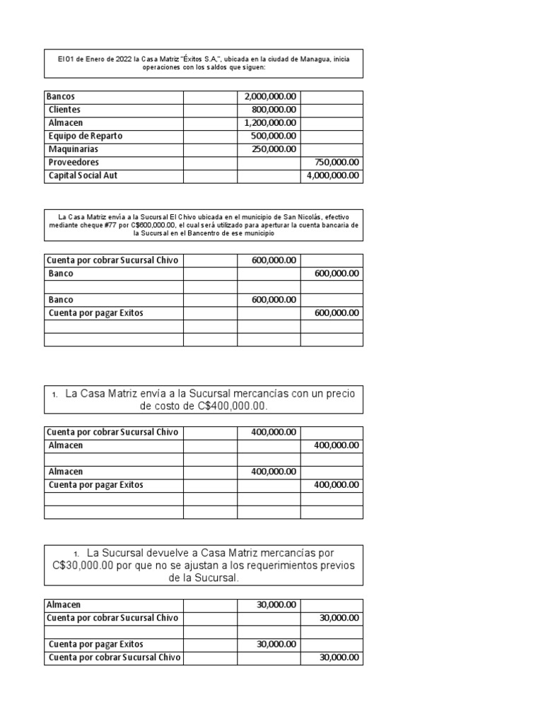 La Casa Matriz "Éxitos S.A," Primeros 18 | PDF | Bancos | Cheque