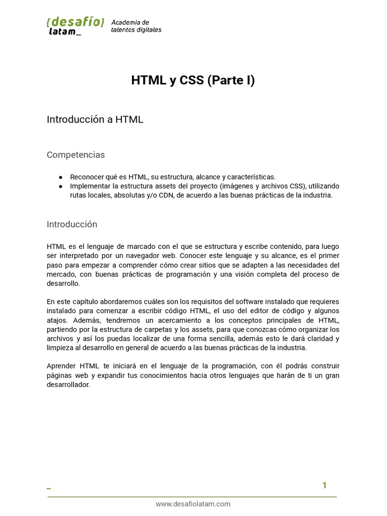 Lectura - HTML y CSS (Parte I) | PDF | HTML | Página web Lectura - HTML y CSS (Parte I) | PDF | HTML | Página web