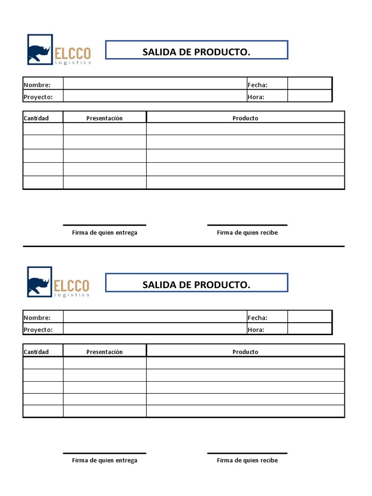 Formato de Salidas Almacen | PDF