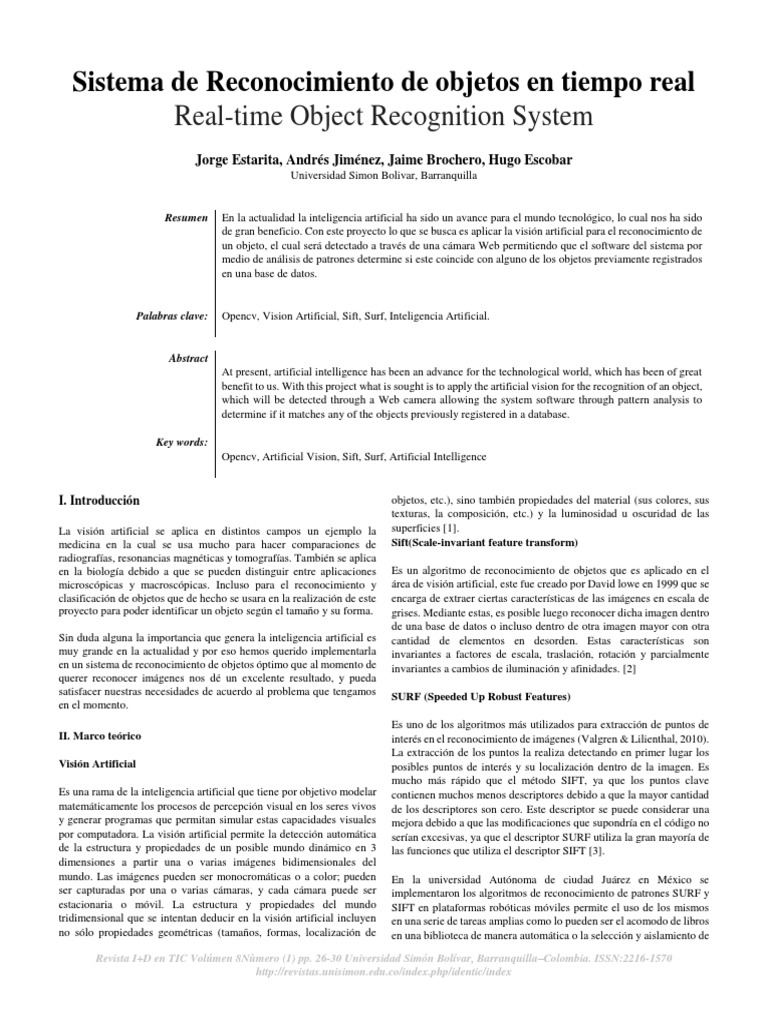 Reconocimiento de Objetos en Tiempo Real | PDF | Visión por computador ...