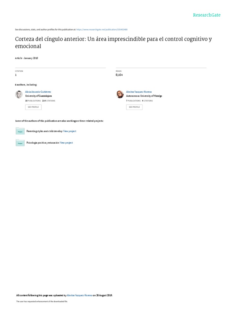 Cortezadel Cingulo Anterior | PDF | Las emociones | Trastorno depresivo ...