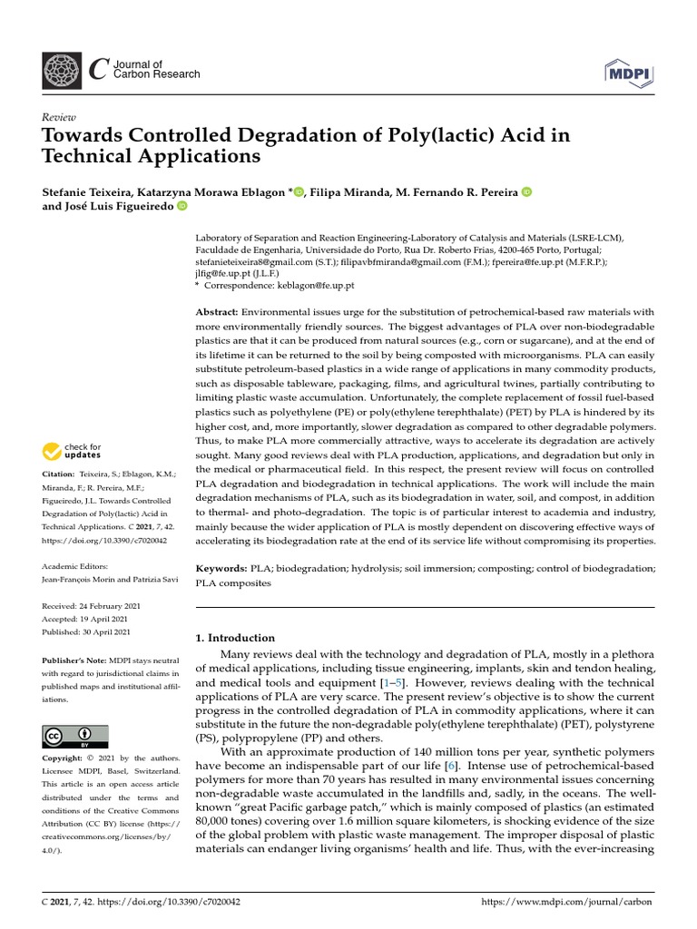 Towards Controlled Degradation of Poly (Lactic) Acid in Technical ...