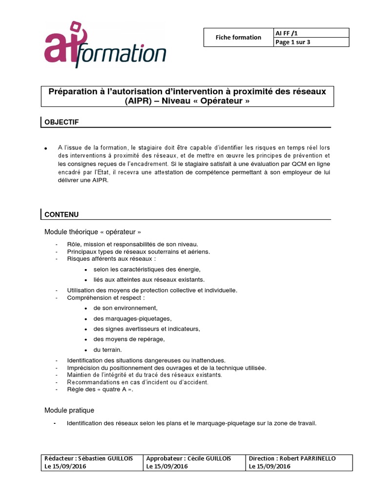 Programme AIPR Opérateur | PDF