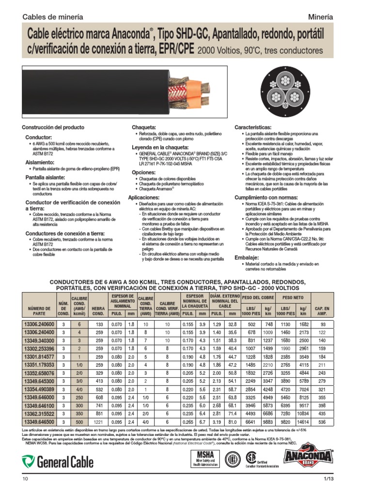 SHD-GC 2KV | PDF | Cobre | Aislador (Electricidad)