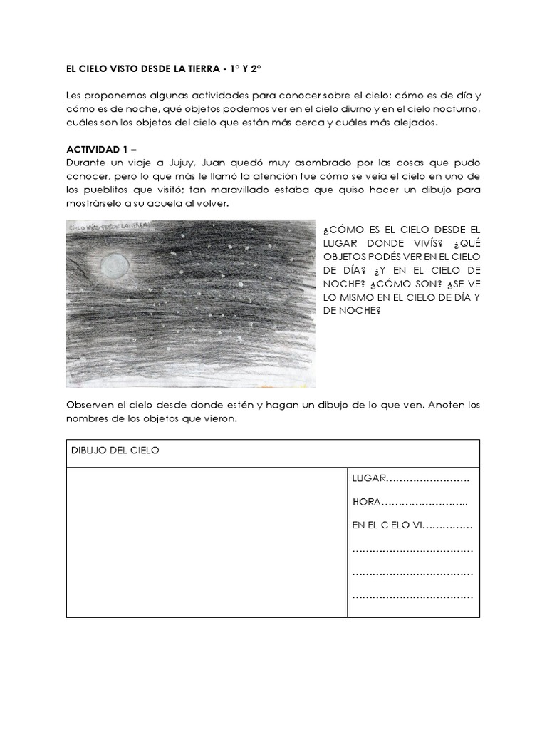 Actividades sobre el Cielo Diurno y Nocturno | PDF | Cielo | Cielo nocturno