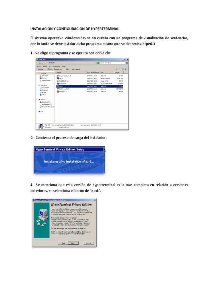 Instalacion Hyperterminal | PDF | Ventana (informática) | Software del sistema