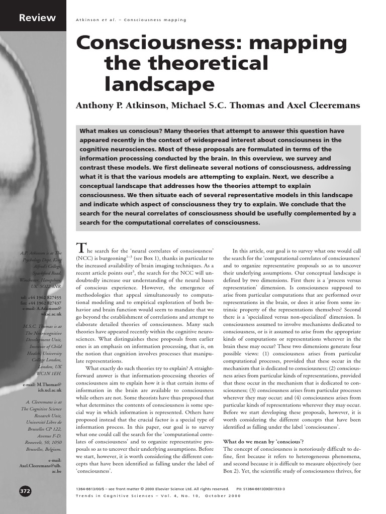 Consciousness Mapping The Theoretical Landscape | PDF | Consciousness ...