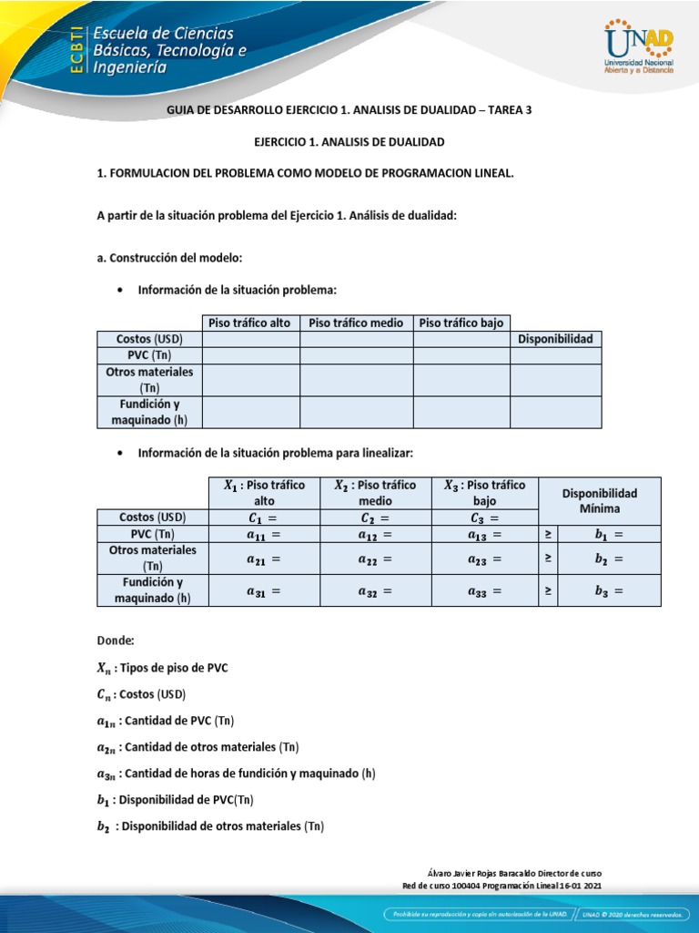 Guia de Desarrollo Ejercicio 1 Analisis de Dualidad Tarea 3 (16-01) 2021 | PDF | Programación ...
