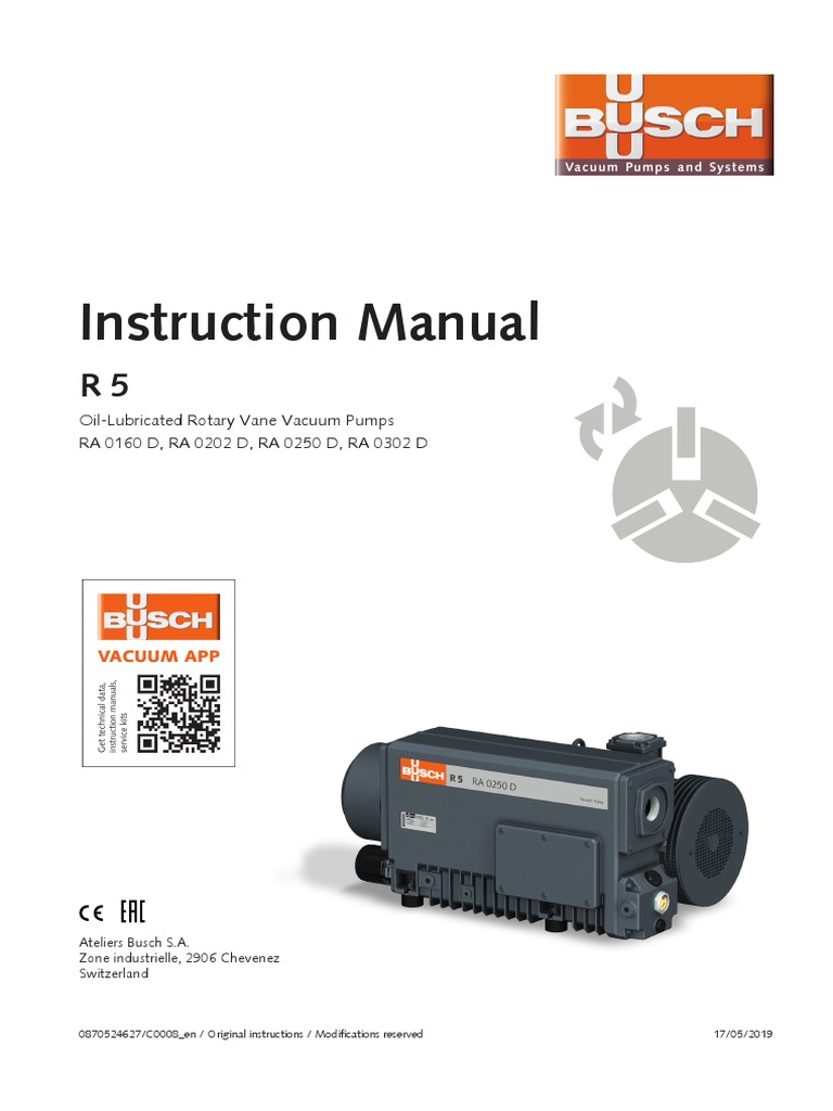 Instruction Manual: Oil-Lubricated Rotary Vane Vacuum Pumps RA 0160 D ...