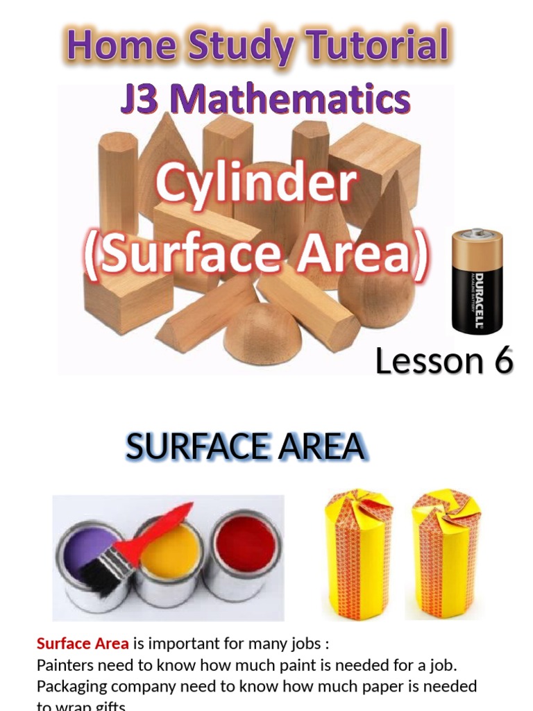 Solid Geometry Lesson 6 (Cylinder-SA) | PDF | Area | Surface Area