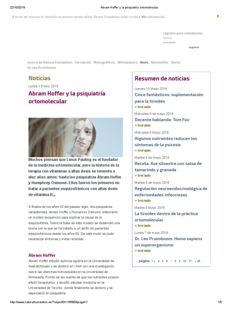 Abram Hoffer y La Psiquiatria Ortomolecular | PDF | Nicotinamida ...