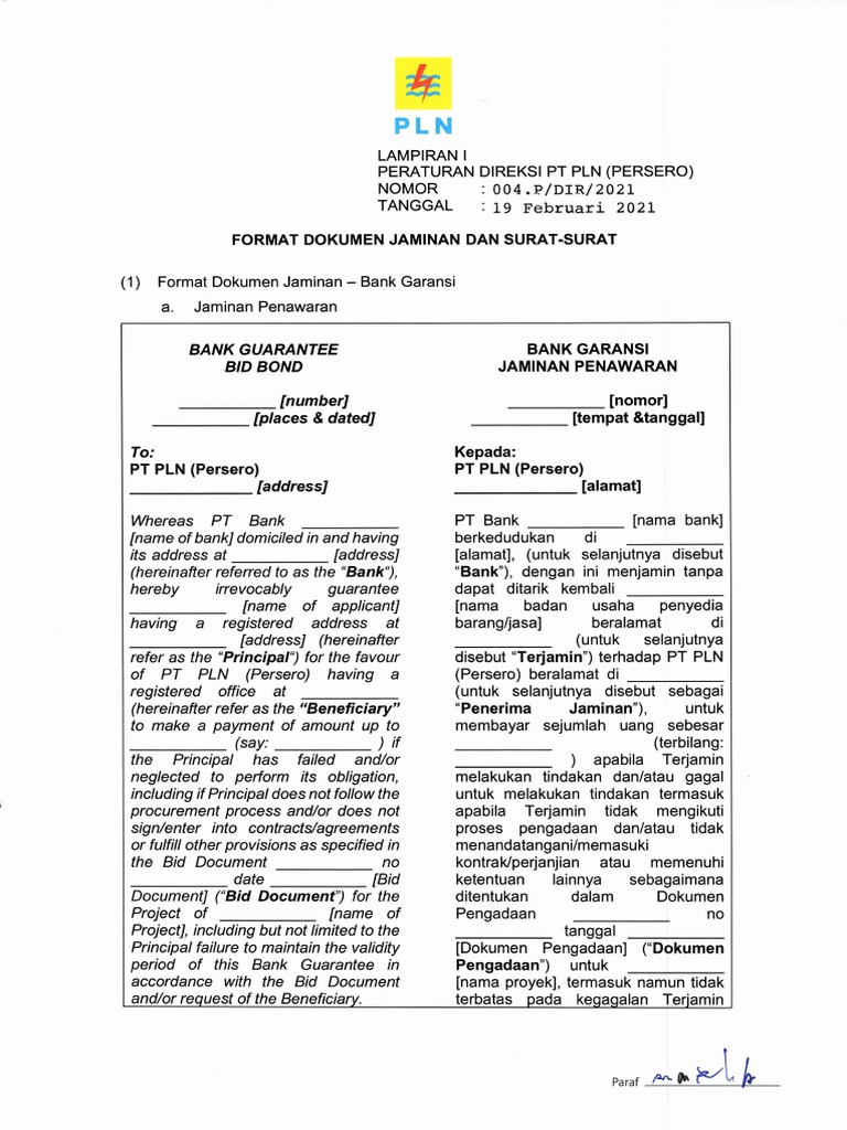 17060523-Format Bank Garansi PLN | PDF