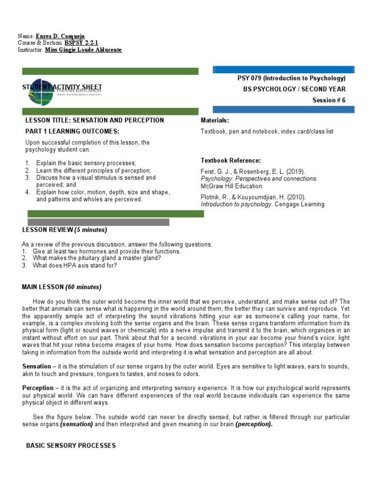 Psychology: Perspectives and Connections | PDF | Visual System | Perception