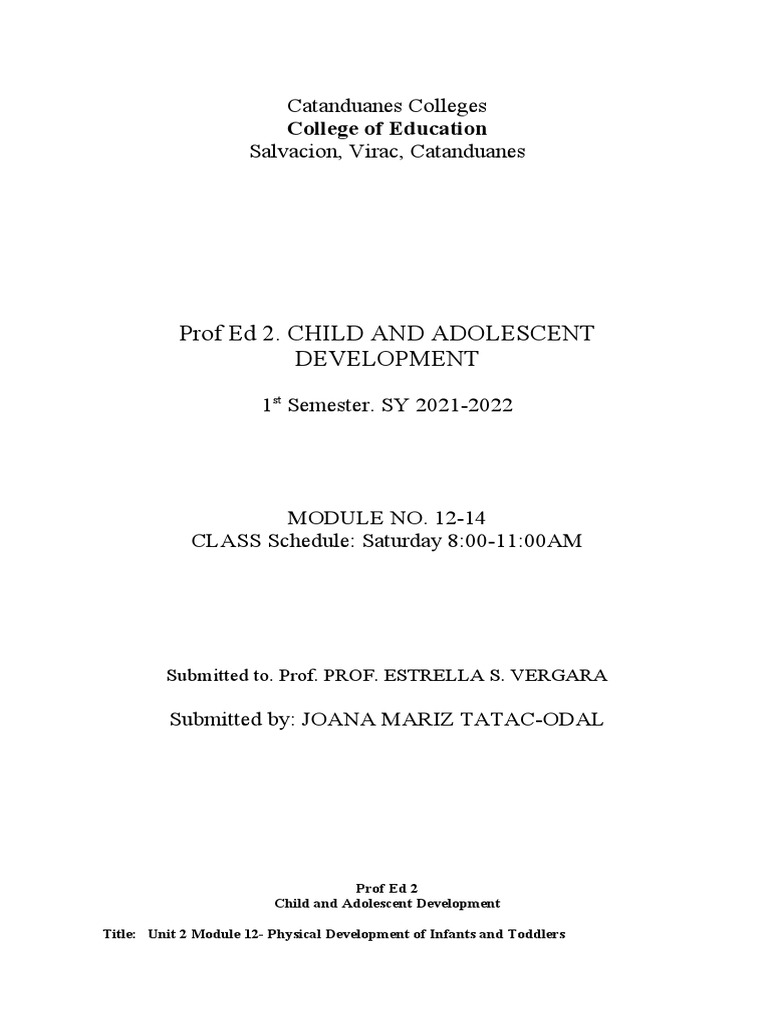 Prof Ed 2-Module 12-14 | PDF | Language Development | Infants