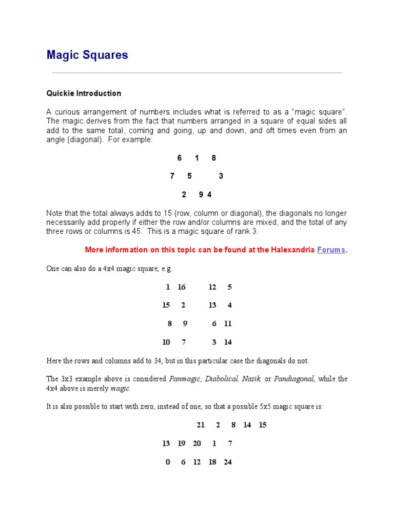 Magic Squares | PDF