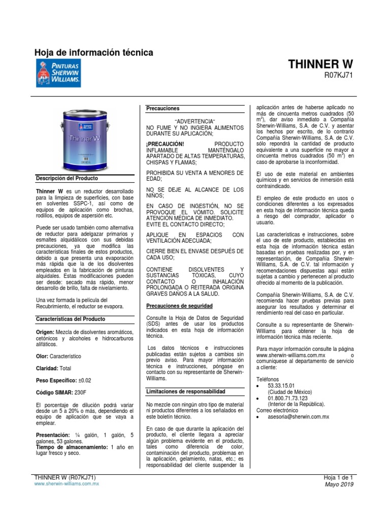 R07KJ71 Thinner W | PDF | Química