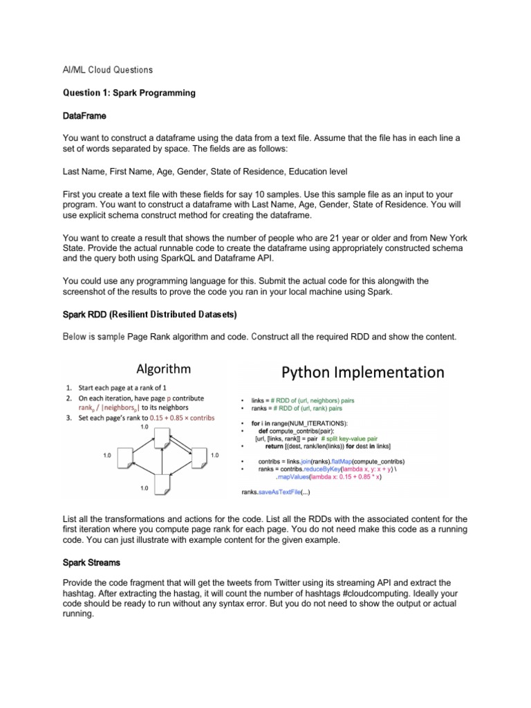 Aiml Cloud Questions | PDF | Apache Spark | Computer Programming