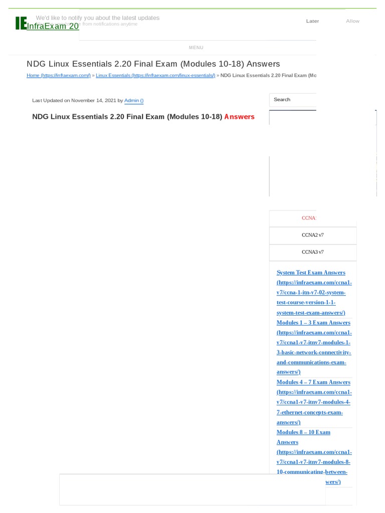 NDG Linux Essentials 2.20 Final Exam (Modules 10-18) Answers ...