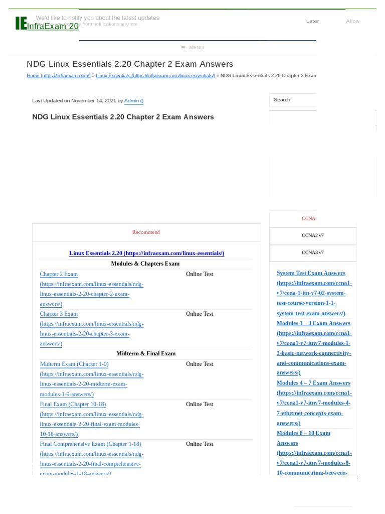 NDG Linux Essentials 2.20 Chapter 2 Exam Answers - InfraExam 2022 | PDF | Linux | Linux Distribution