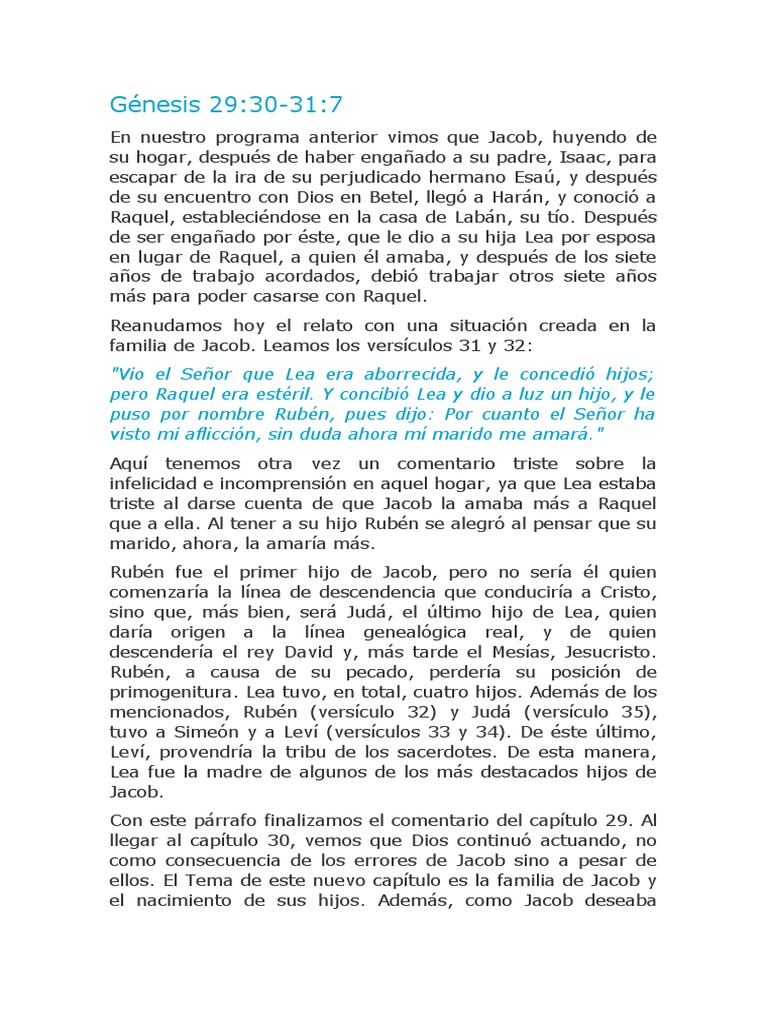 Génesis 30 | PDF | Jacob | Rachel