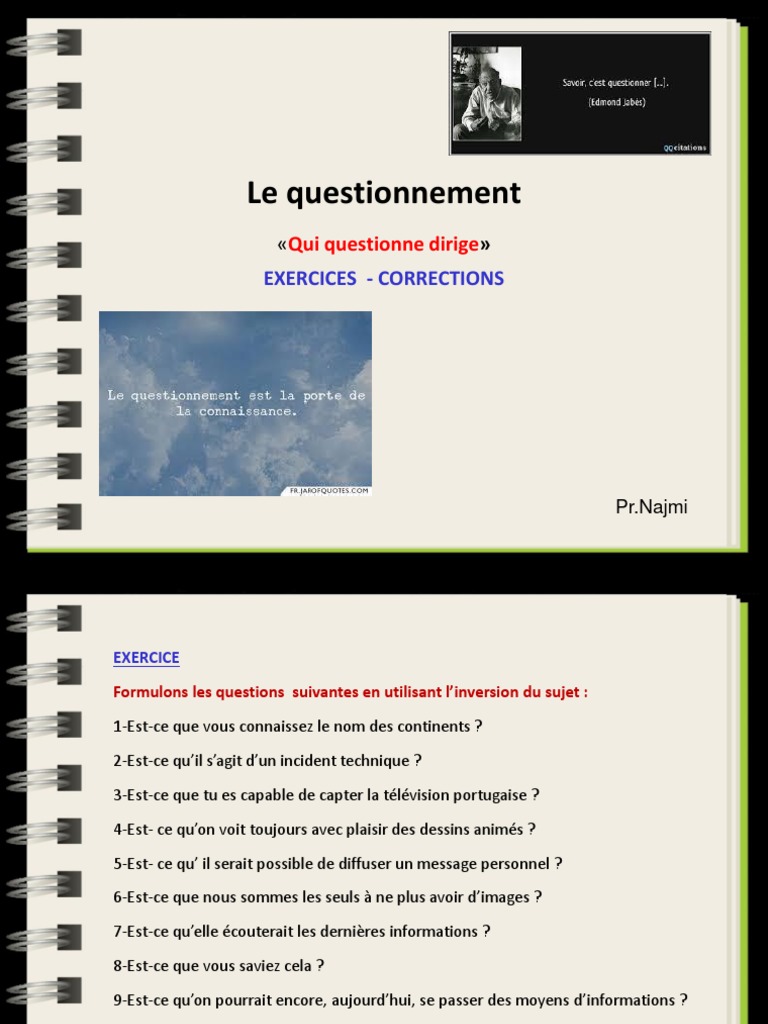 Questions et Inversions en Français | PDF | Arts du langage et discipline