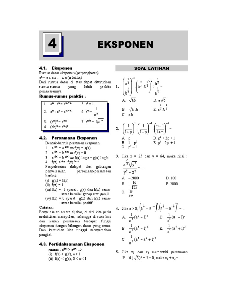Bank Soal - 4. Eksponen | PDF