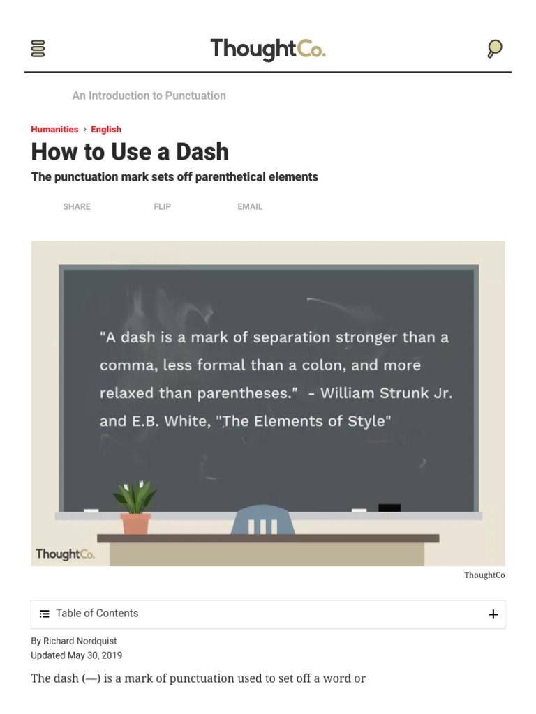 How To Use A Dash | PDF | Punctuation | Comma