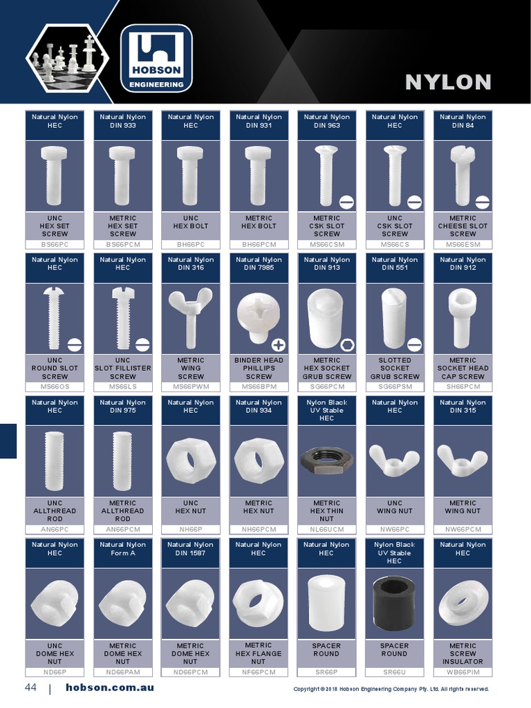 HOBSON - Nylon Bolts and Nuts | PDF | Screw | Materials
