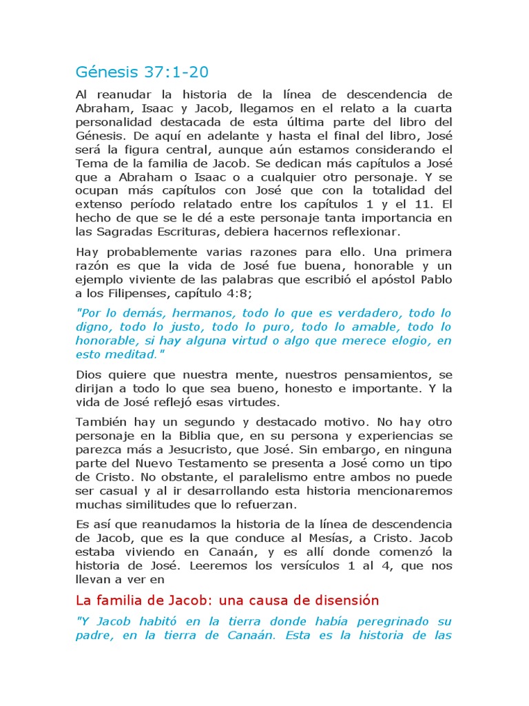 Génesis 37 | PDF | Jacob | Libro del Génesis