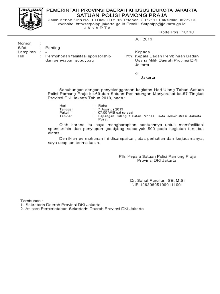 Surat Permohonan Bantuan Fasilitas SKPD | PDF