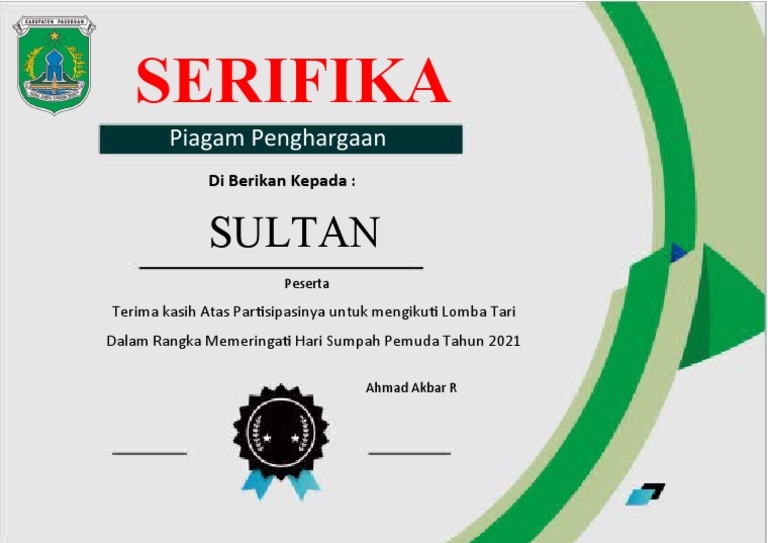 Sertifikat Piagam Format Word Siap Edit Kanalmu 1 | PDF