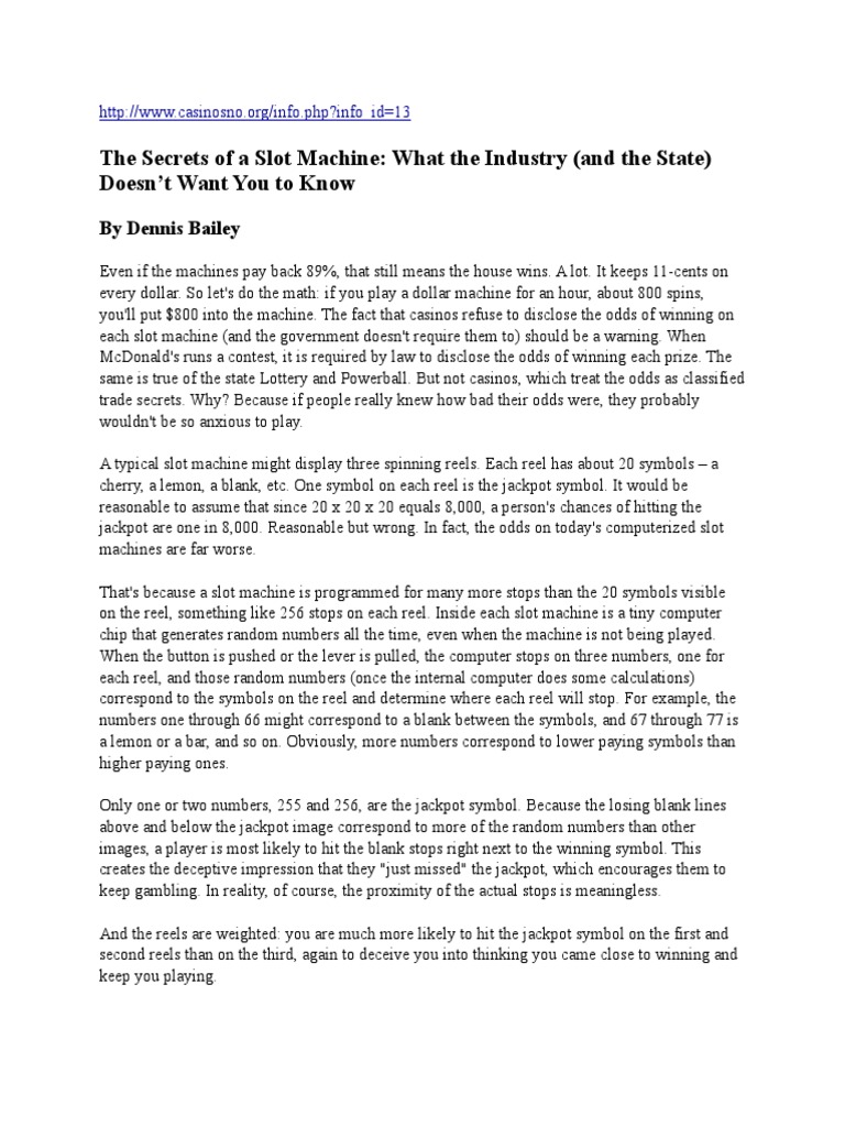 The Secrets of A Slot Machine | PDF | Slot Machine | Gaming