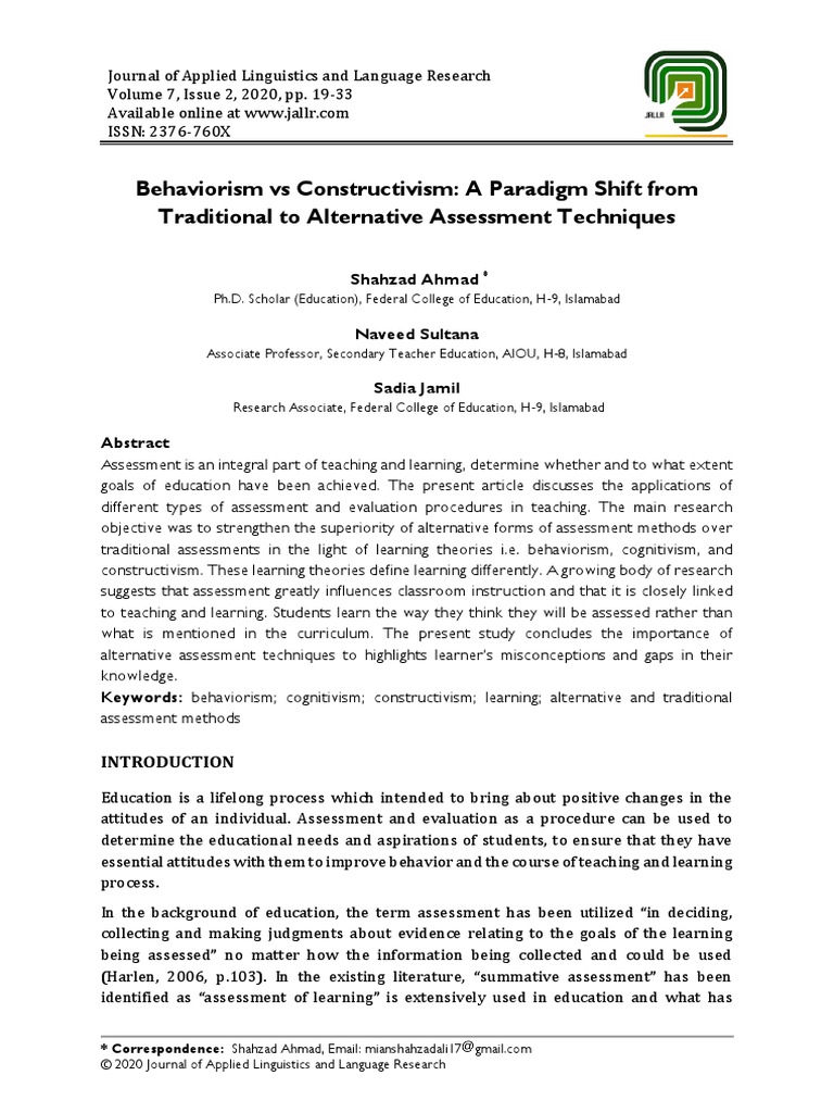 Behaviorism Vs Constructivism A Paradigm Shift From Traditional To ...