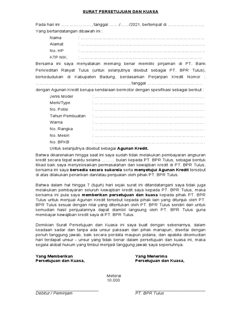 Revisi Surat Penarikan Kendaraan | PDF