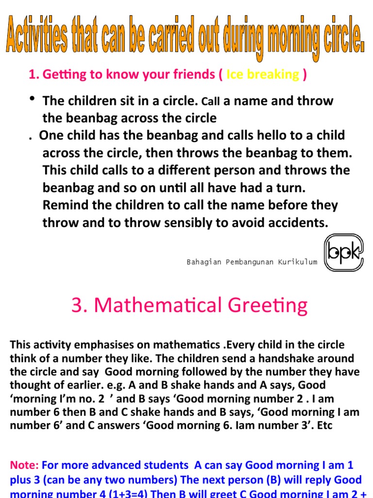 Activities in Circle Time | PDF | Wellness