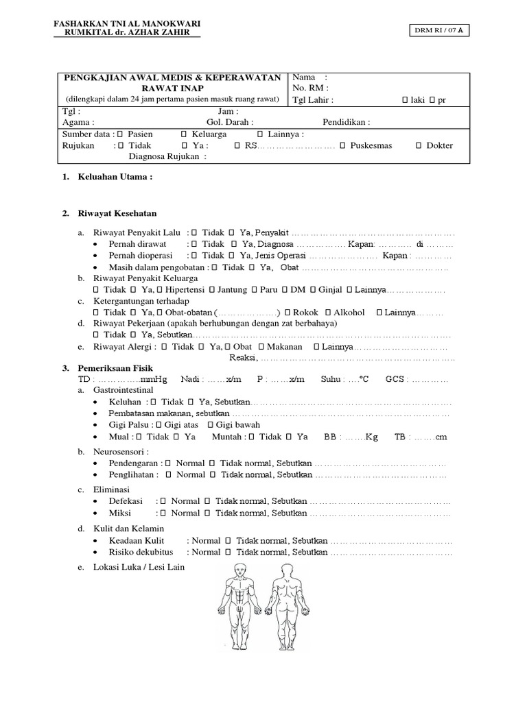 10.pengkajian Awal Medis Dan Keperawatan Rawat Inap | PDF | Kesehatan Holistik