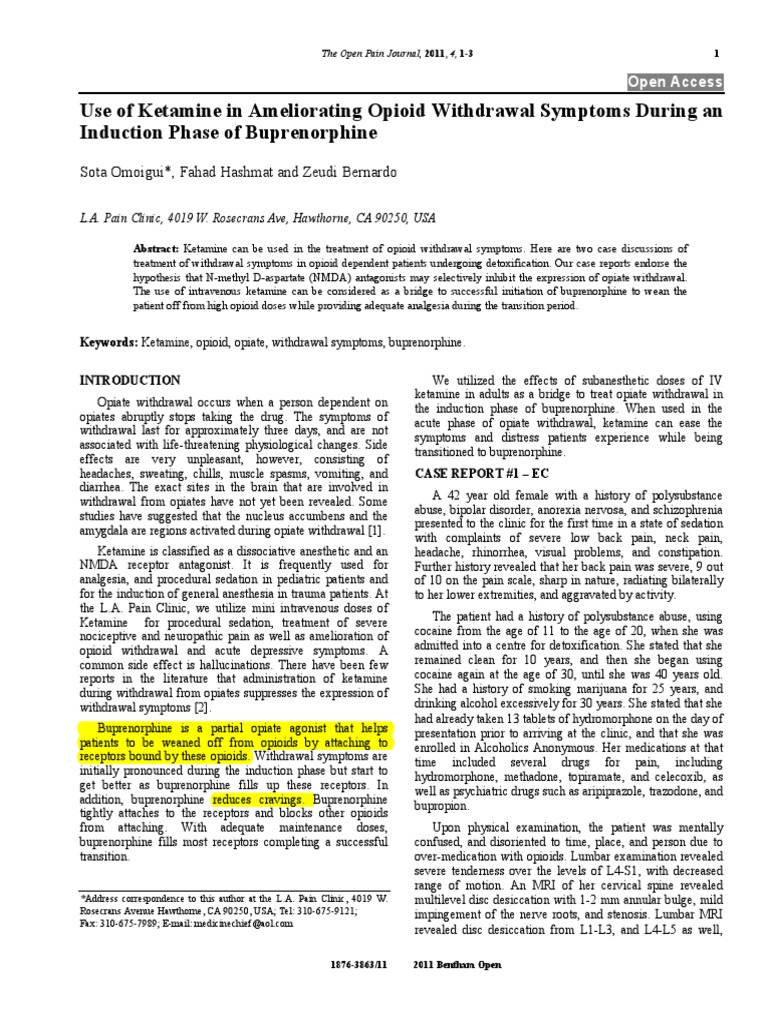Ketamine For Opiate Withdrawal | PDF | Opioid | Addiction